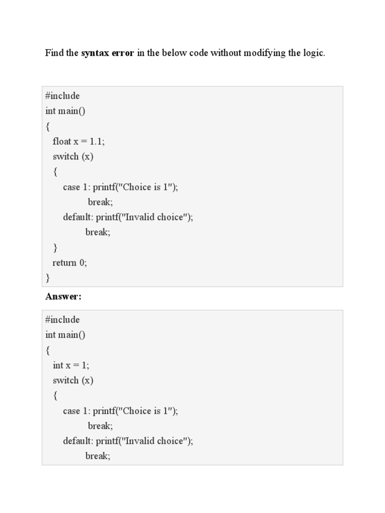 Find The Syntax Error in The Below Code Without Modifying The Logic ...