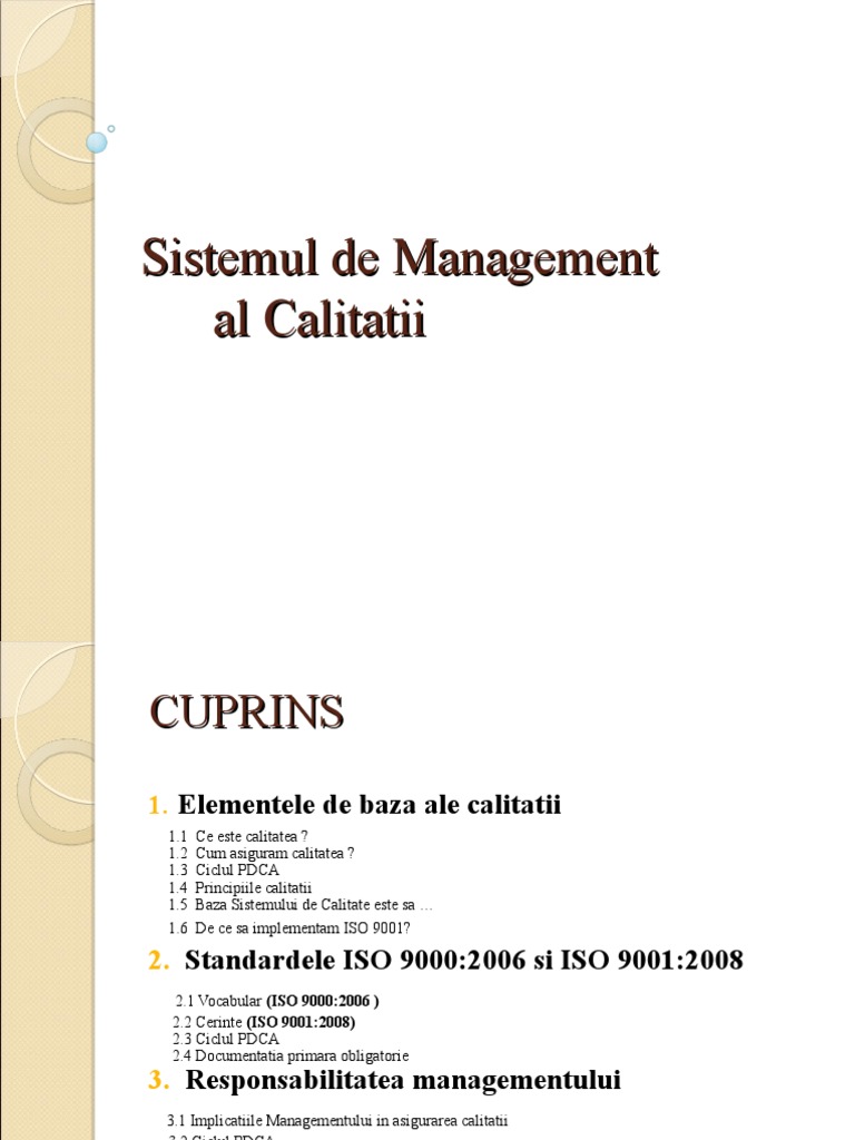 Sistemul de Management Al Calitatii | PDF