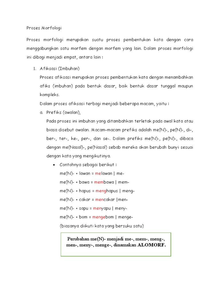 Proses Morfologi | PDF