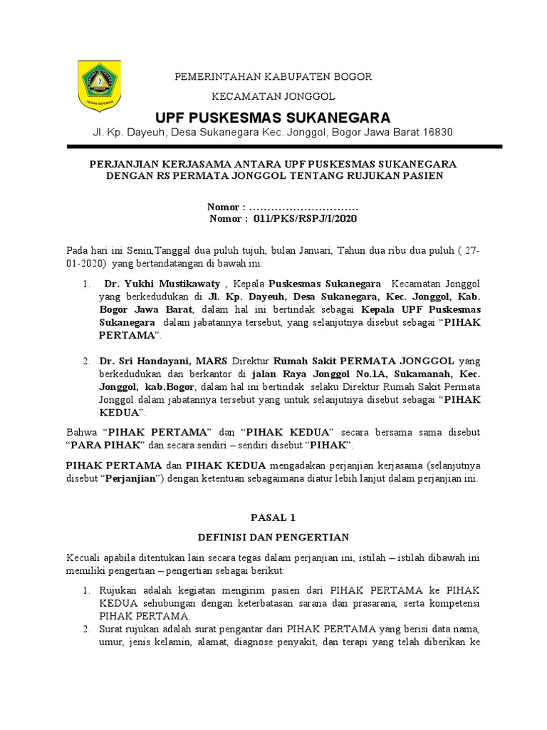 Draf Mou PKM Sukanegara | PDF