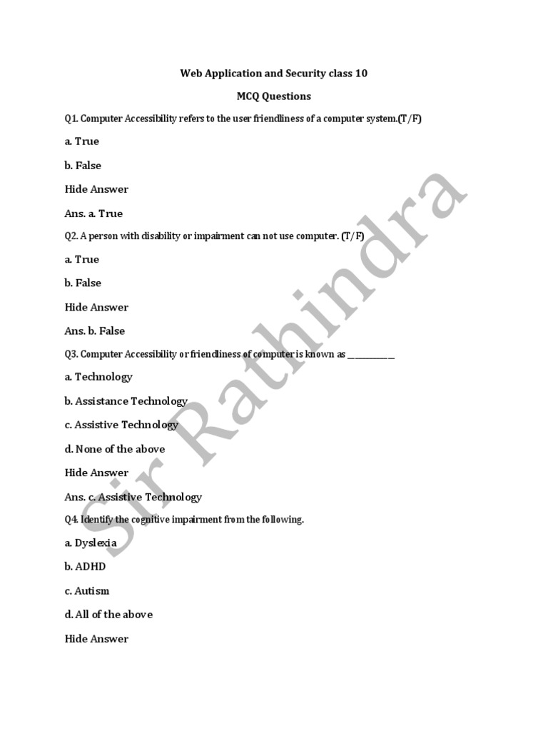 Web Application and Security Class 10 | PDF