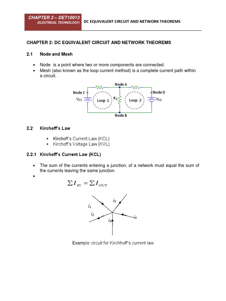 Analysis of DC Circuits Using Node and Mesh Analysis, Kirchhoff's Laws, and Thevenin's Theorem ...