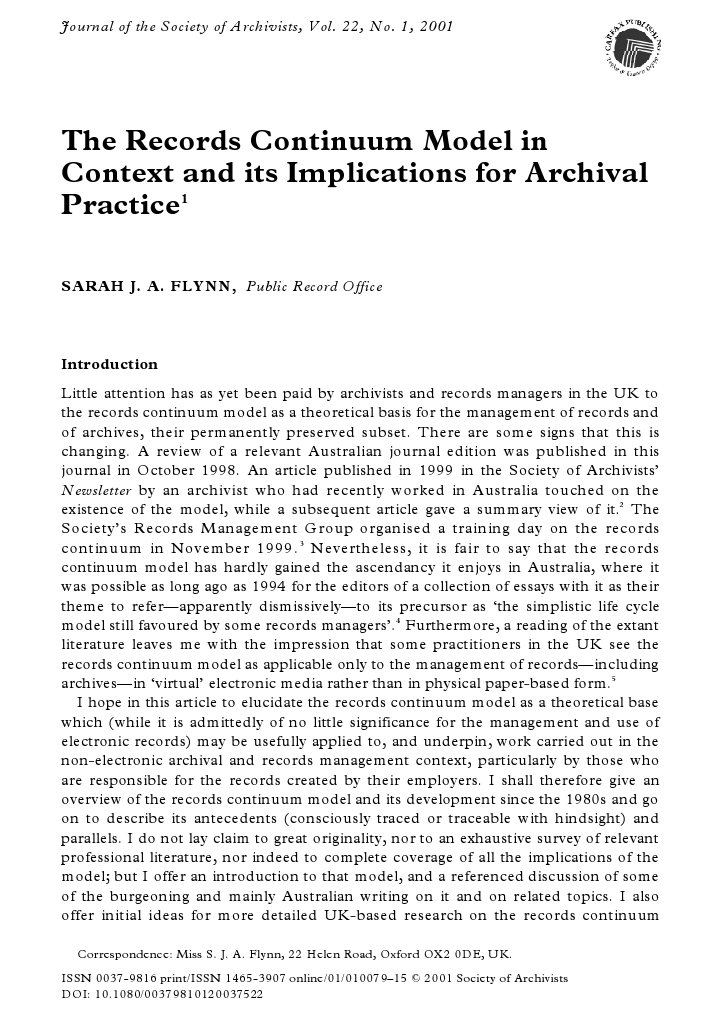 The Records Continuum Model in Context and Its Implications For ...