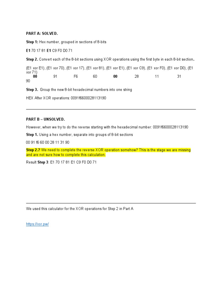 XOR To Hexadecimal Conversions | PDF