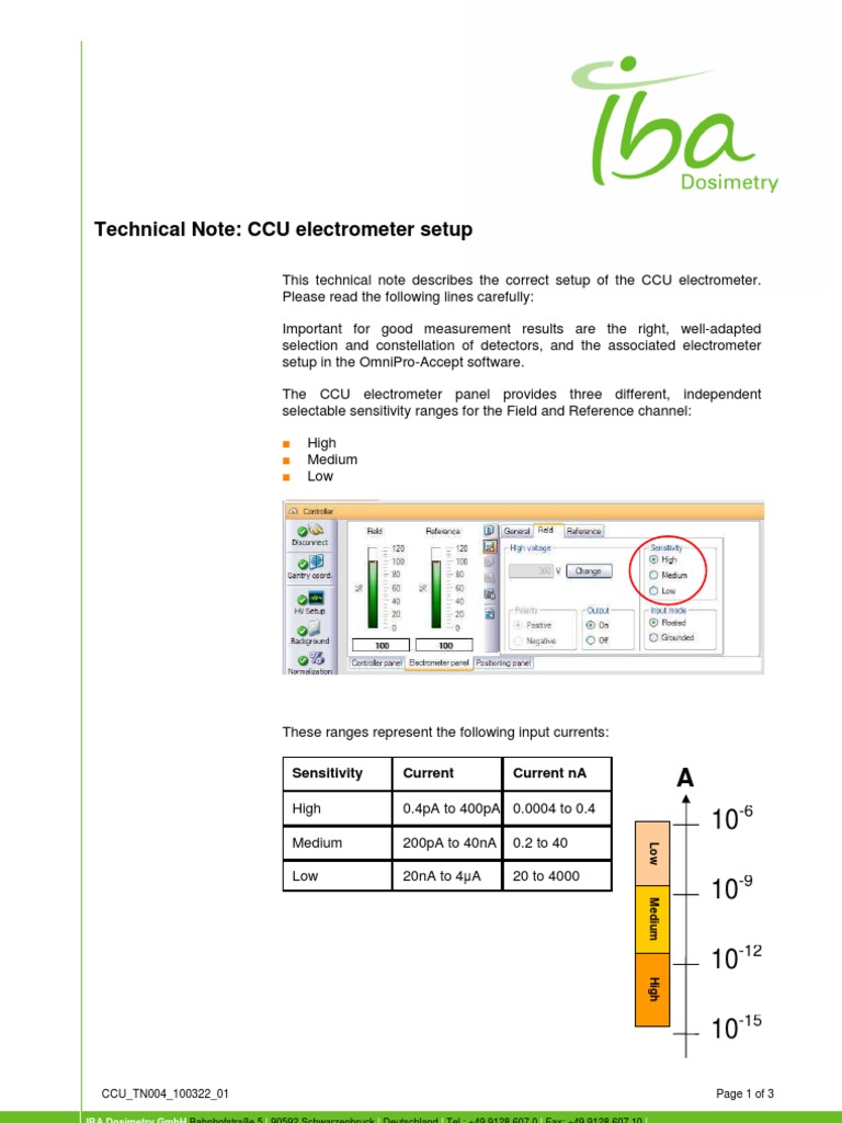 IBA Electrometer Setup | PDF | Absorbed Dose | Dosimetry