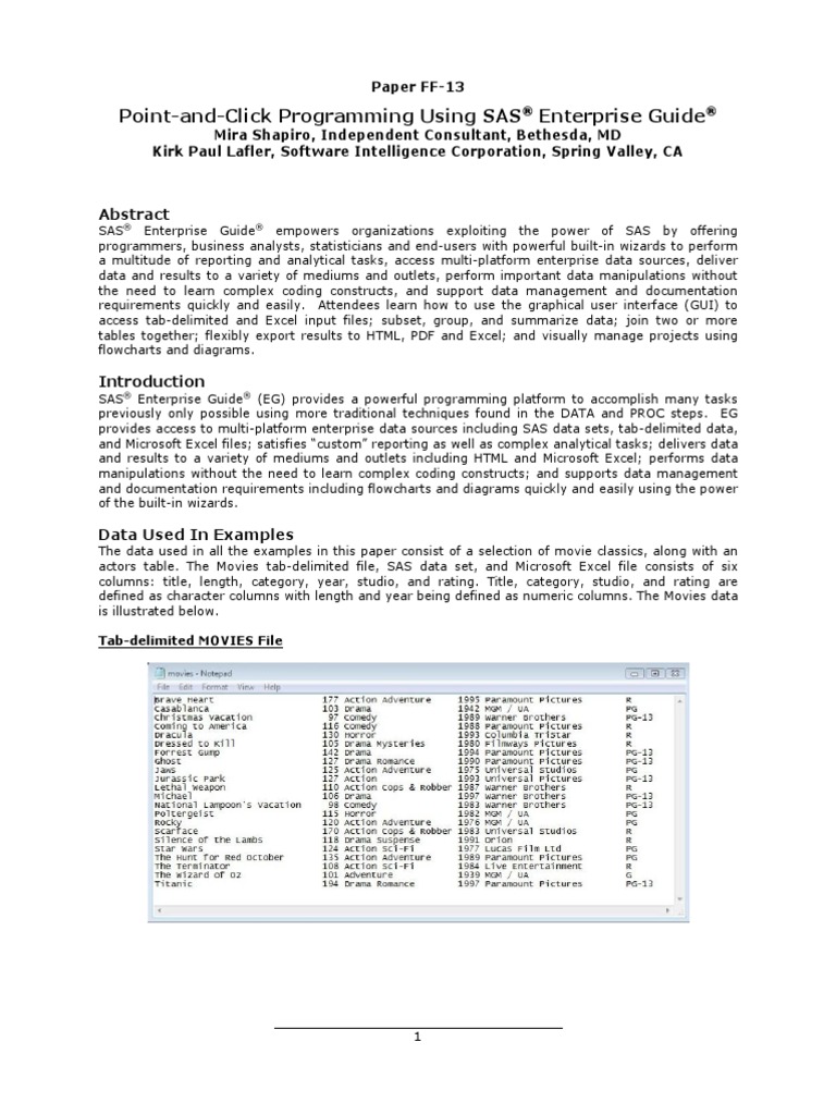 Point and Click Programming Using SAS Enterprise Guide | Download Free ...