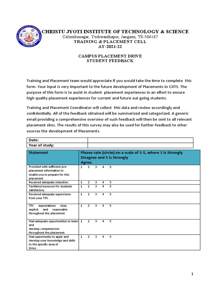 9 Student-placement-feedback-form | PDF