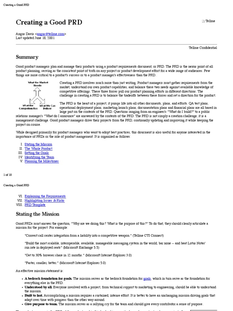Creating A Good PRD | PDF | Goal | Reliability Engineering