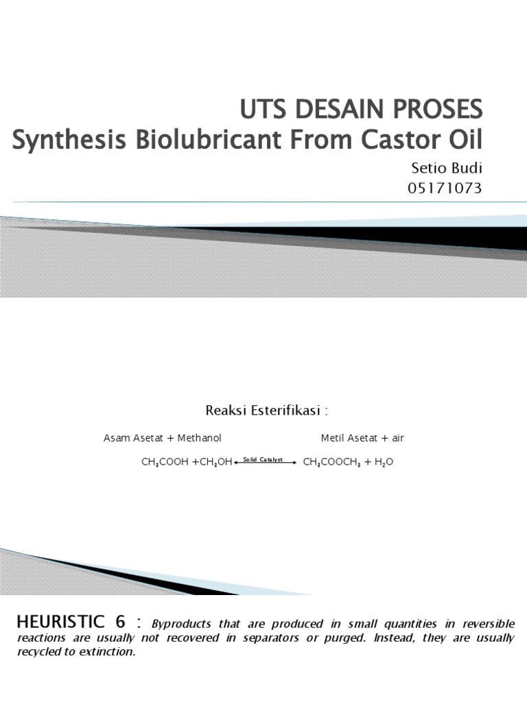 Design of Castor Oil Biolubricant Production Process Using ...