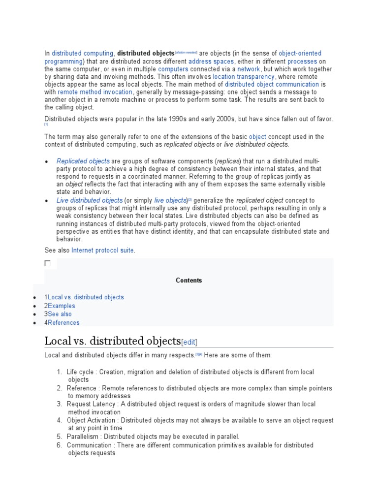 Local vs. Distributed Objects | PDF | Object (Computer Science) | Computer Architecture