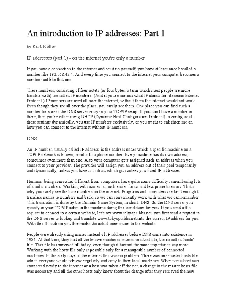 An Introduction To IP Addresses | PDF | Computer Network | Ip Address