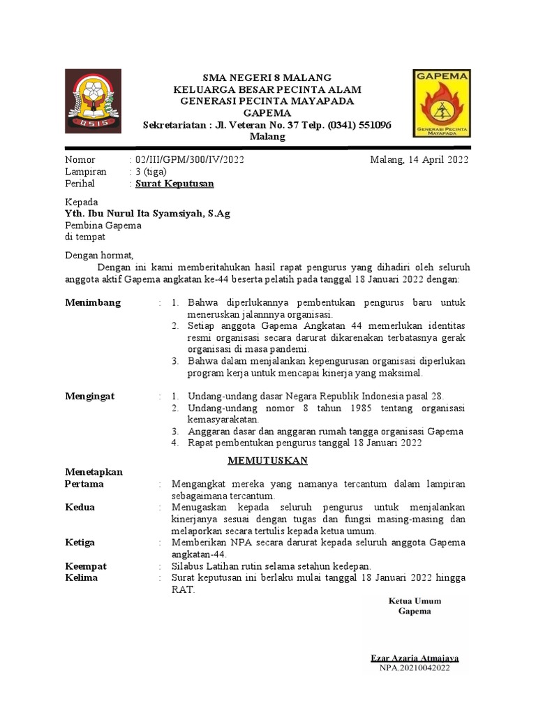 Surat Keputusan | PDF