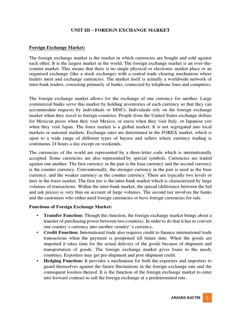 Overview of the Foreign Exchange Market | PDF | Foreign Exchange Market ...