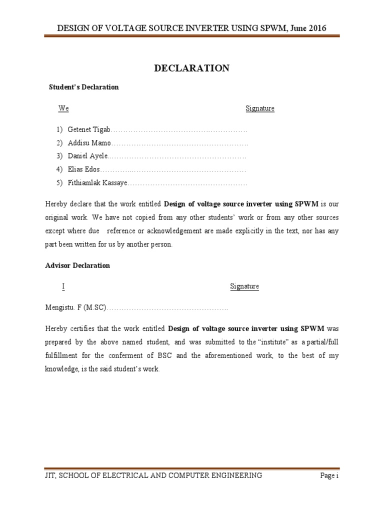 Design of Voltage Source Inverter Using SPWM | PDF | Power Inverter ...
