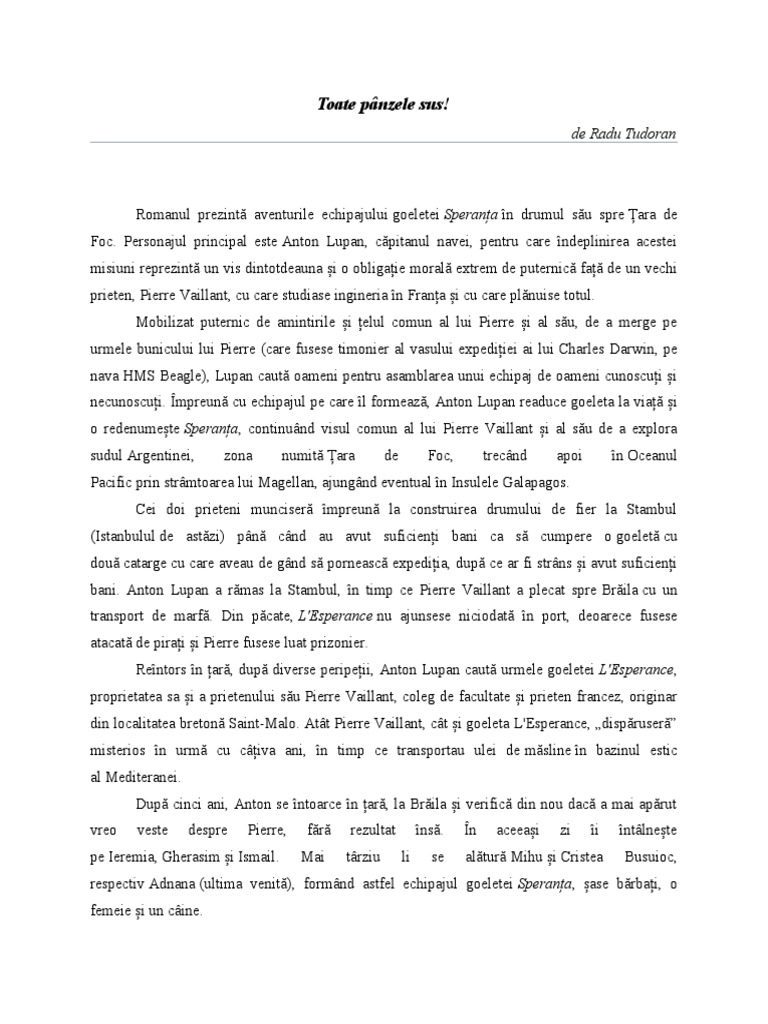 Toate Pânzele Sus (Rezumat Bun) | PDF