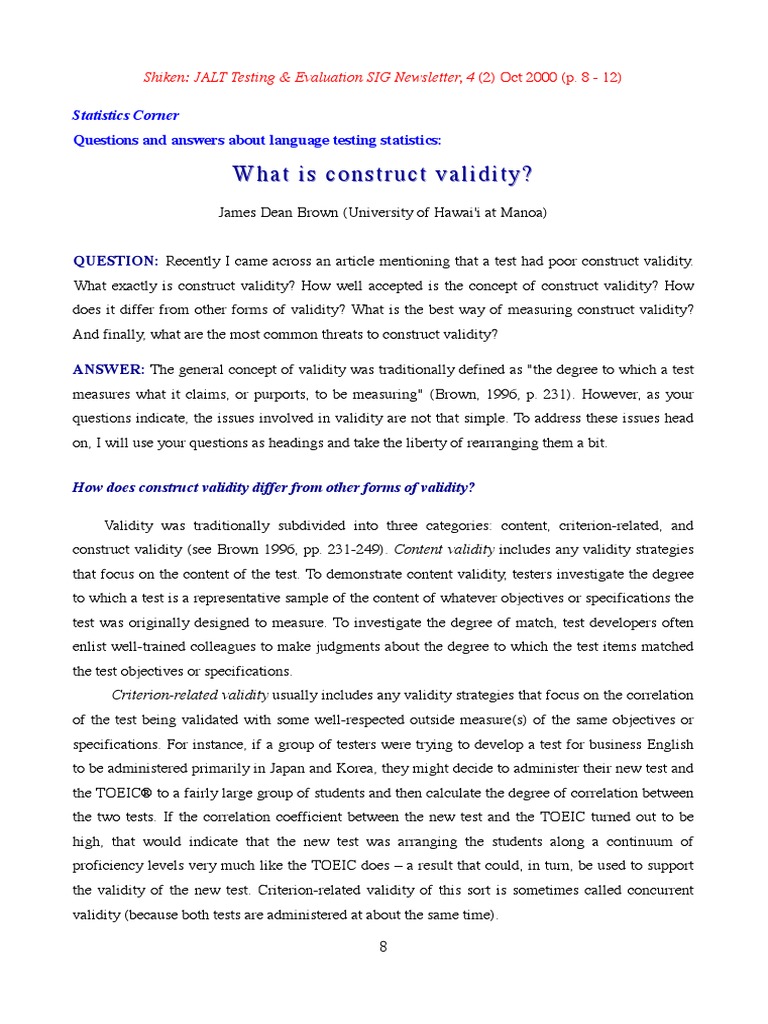 What Is Construct Validity? What Is Construct Validity?: Questions and ...