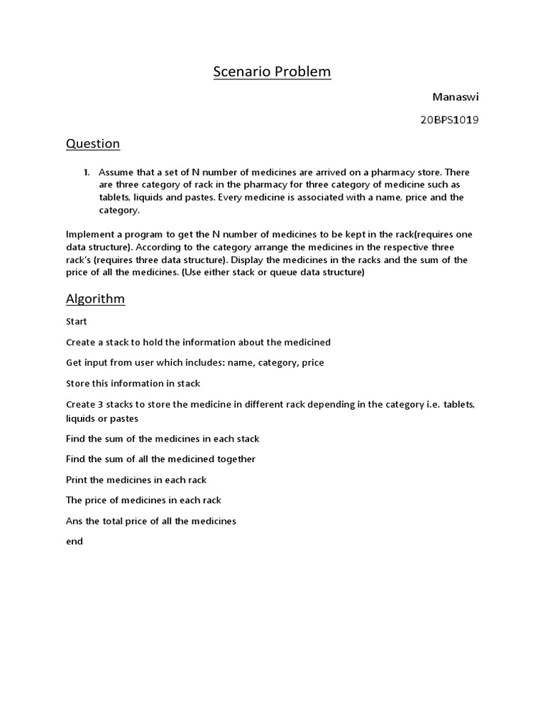 Scenario Problem: Manaswi 20BPS1019 | PDF | Information | Information Technology Management