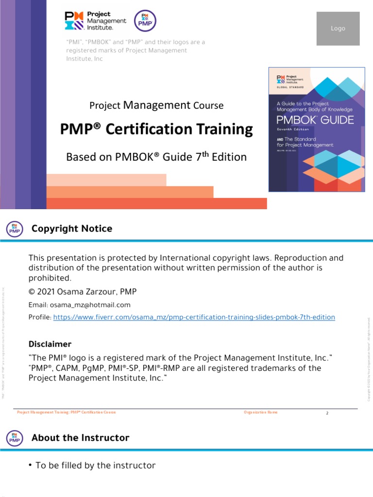 PMP Cert Exam Prep Course Training Material Slides PowerPoint | PDF