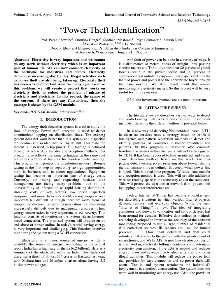 Power Theft Identification | PDF