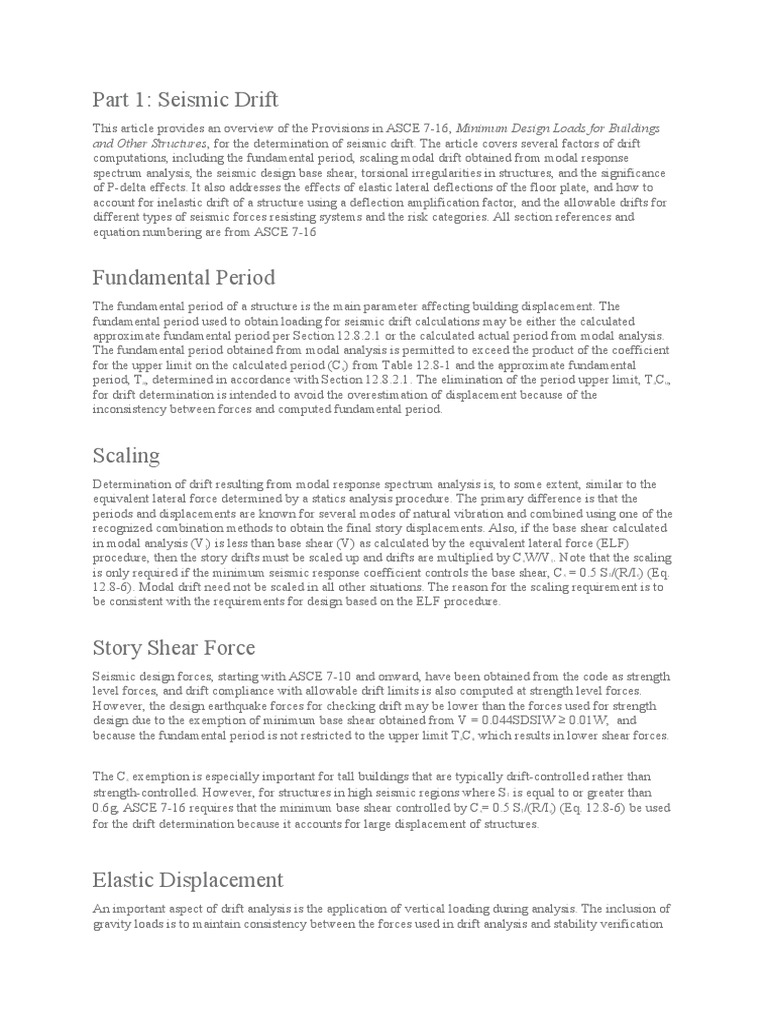Seismic Drift Provisions in ASCE 7-16 | PDF | Applied And ...