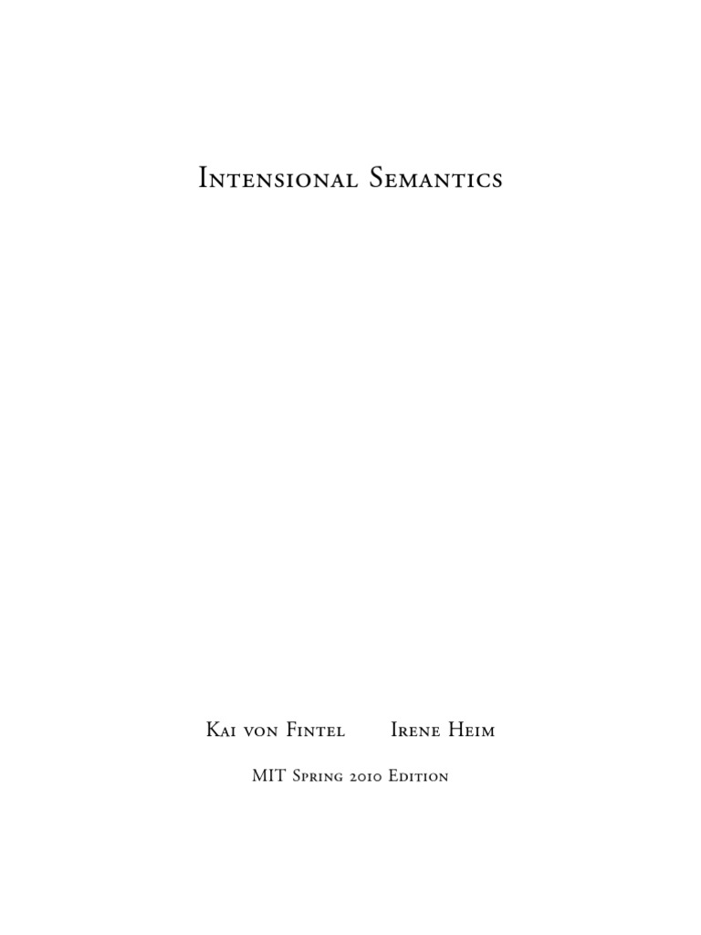 Intensional Semantics | PDF | 221 B Baker Street | Modal Logic