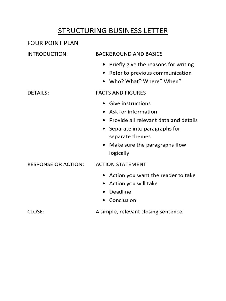 Structuring Business Letter: Four Point Plan | PDF | World Wide Web ...