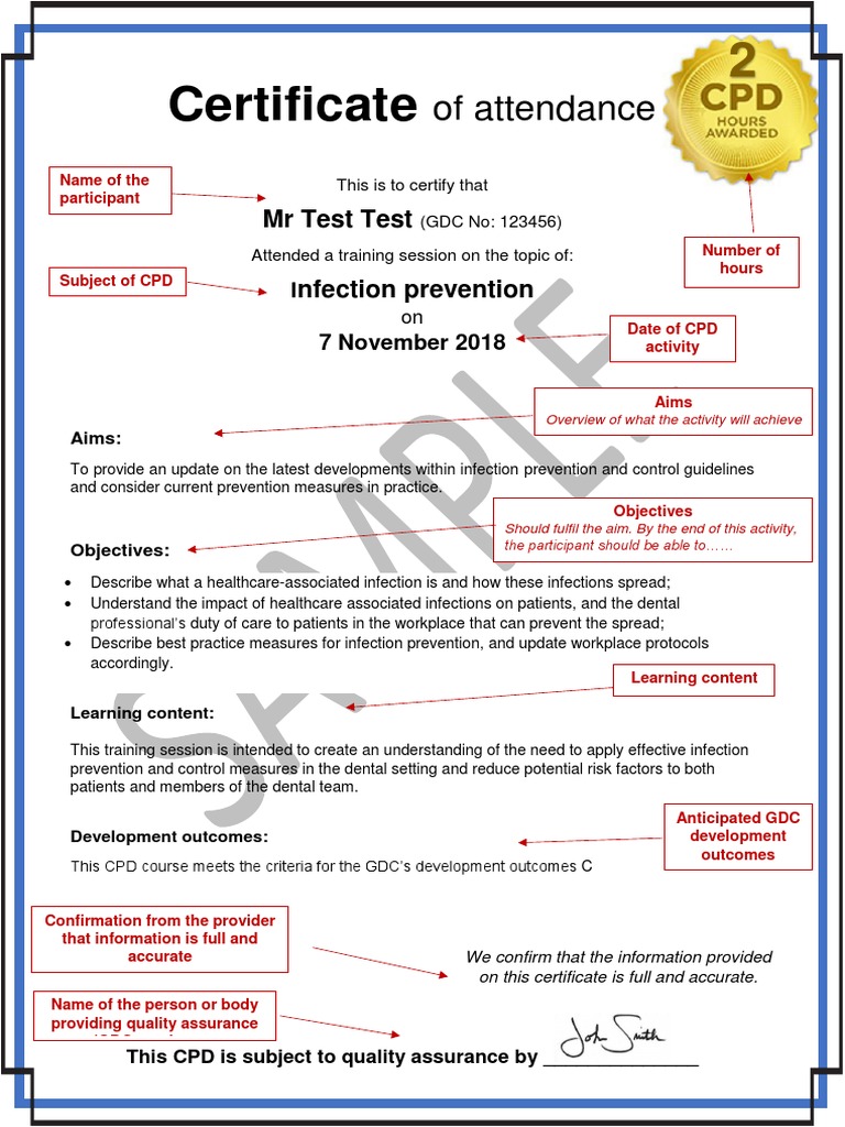 Enhanced CPD Certificate Sample Final | PDF | Infection | Social Programs