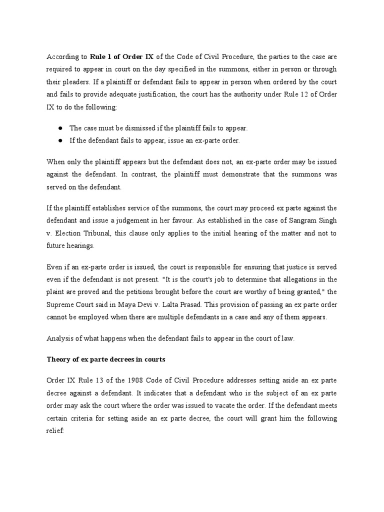 Grounds To Set Aside Ex Parte Decree | PDF | Ex Parte | Negligence