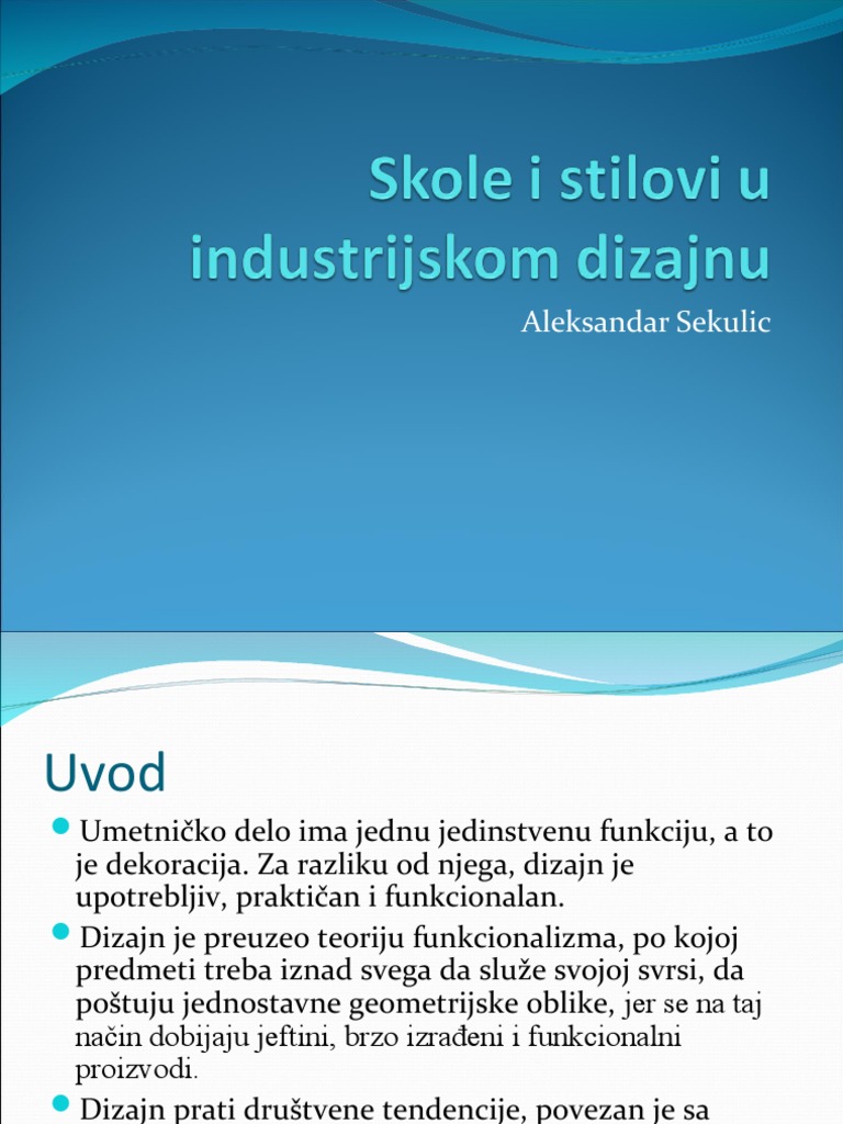 Skole I Stilovi U Industrijskom Dizajnu | PDF