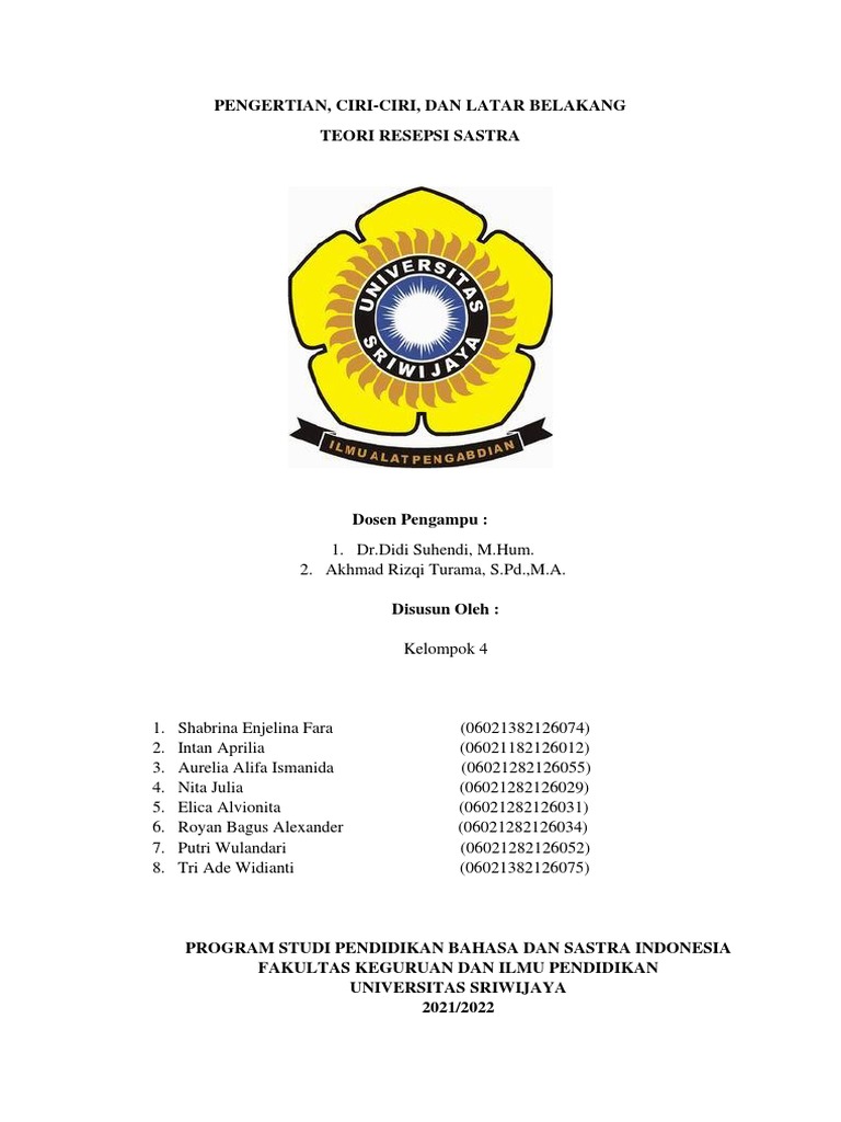 Teori Resepsi Sastra: Pengertian dan Ciri-ciri | PDF