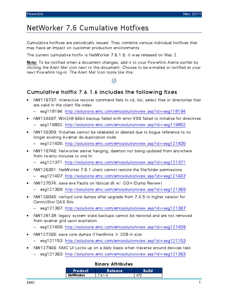 Networker 7.6 Cumulative Hotfixes: Cumulative Hotfix 7.6.1.6 Includes The Following Fixes | PDF ...