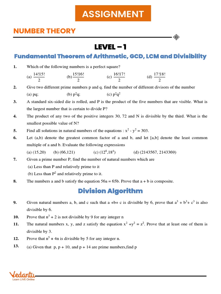 Number Theory - Assignment | PDF | Numbers | Prime Number