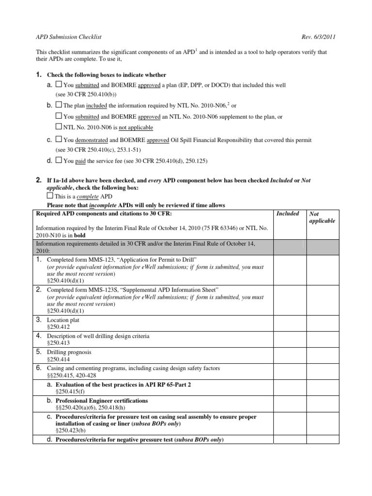 APD Completeness Checklist | Download Free PDF | Subsea (Technology ...