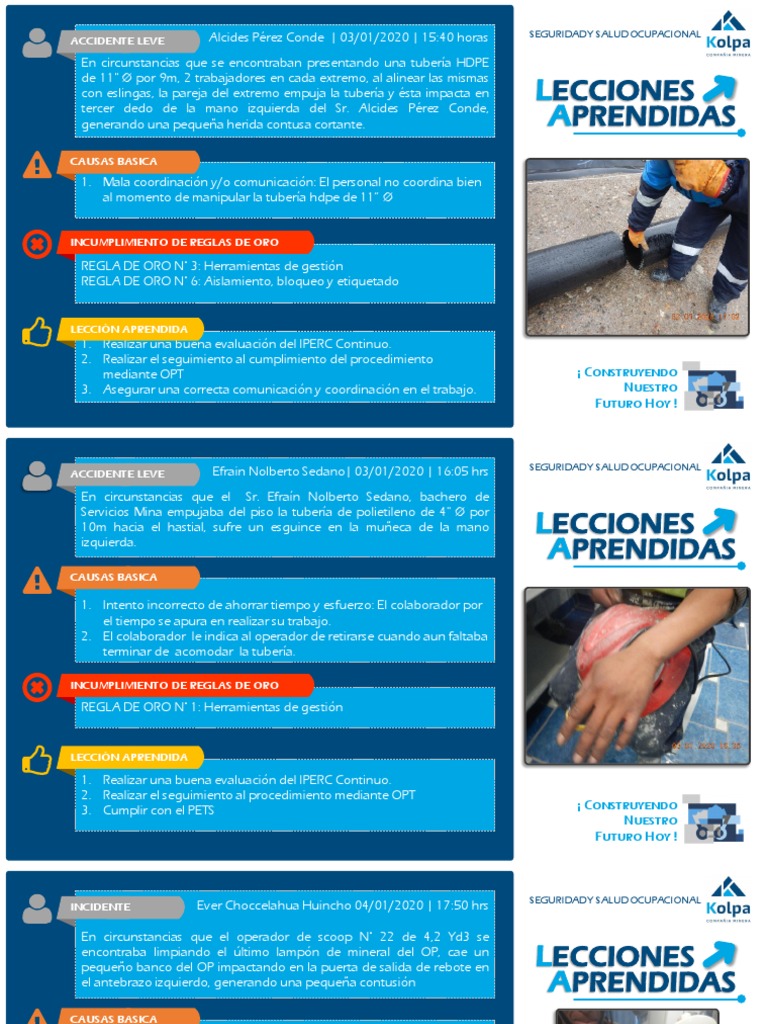Lecciones Aprendidas Febrero | PDF | Seguridad y salud ocupacional | Sectores Economicos