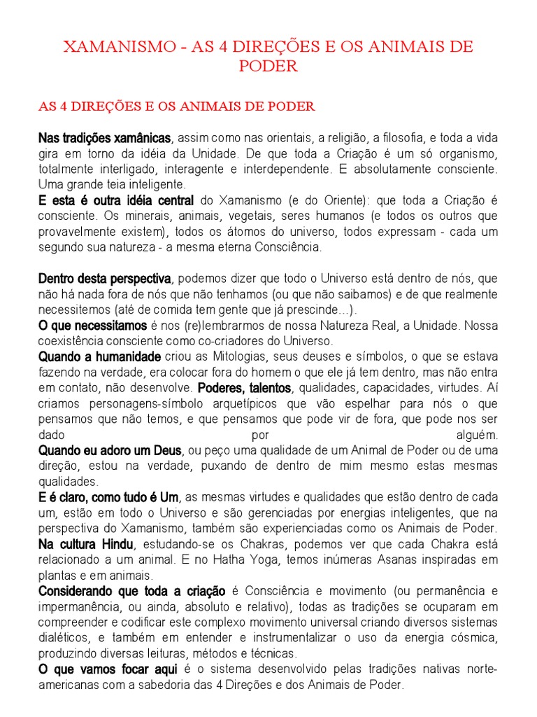 As 4 Direções e Os Animais de Poder | PDF