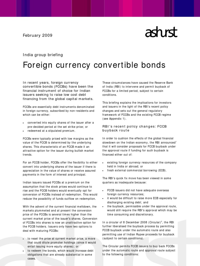 Foreign Currency Convertible Bonds: February 2009 | PDF | Bonds ...