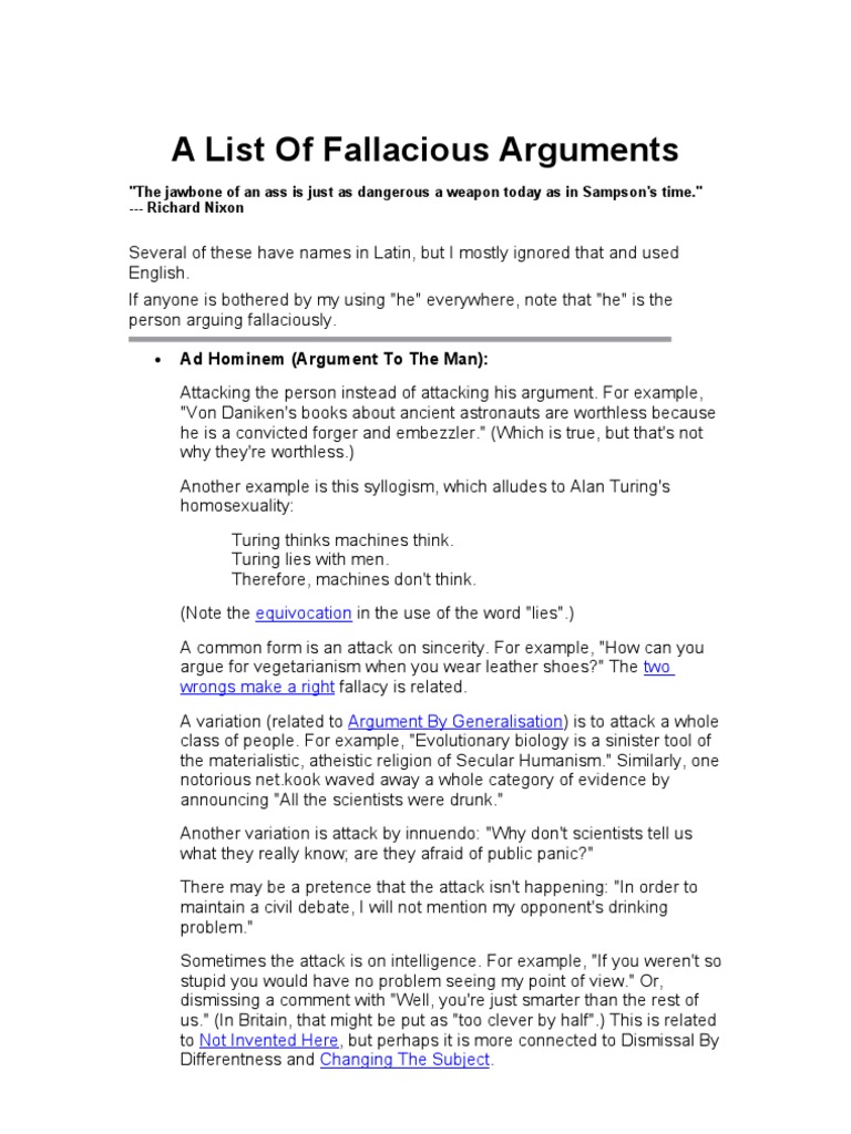 A List of Fallacious Arguments | PDF | Occam's Razor | Argument