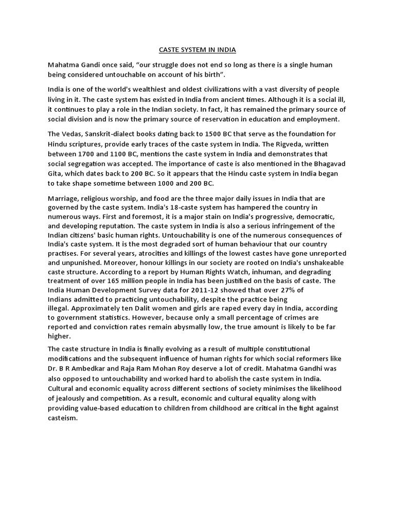 Caste System in India | PDF | Caste | Dalit