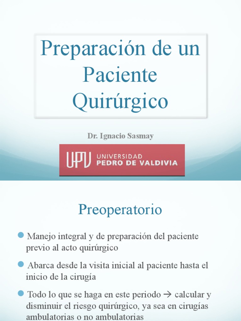 Preparación Paciente QX | PDF | Cirugía | Especialidades Medicas