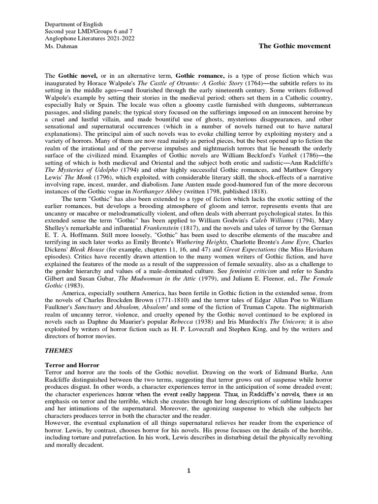 Exploring the Origins, Themes, and Stylistic Elements of the Gothic ...