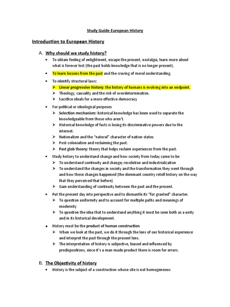 Introduction To European History: Why Should We Study History? | PDF ...