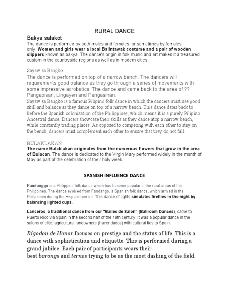 Rural Dance Bakya Salakot: Rigodon de Honor Focuses On Prestige and The ...