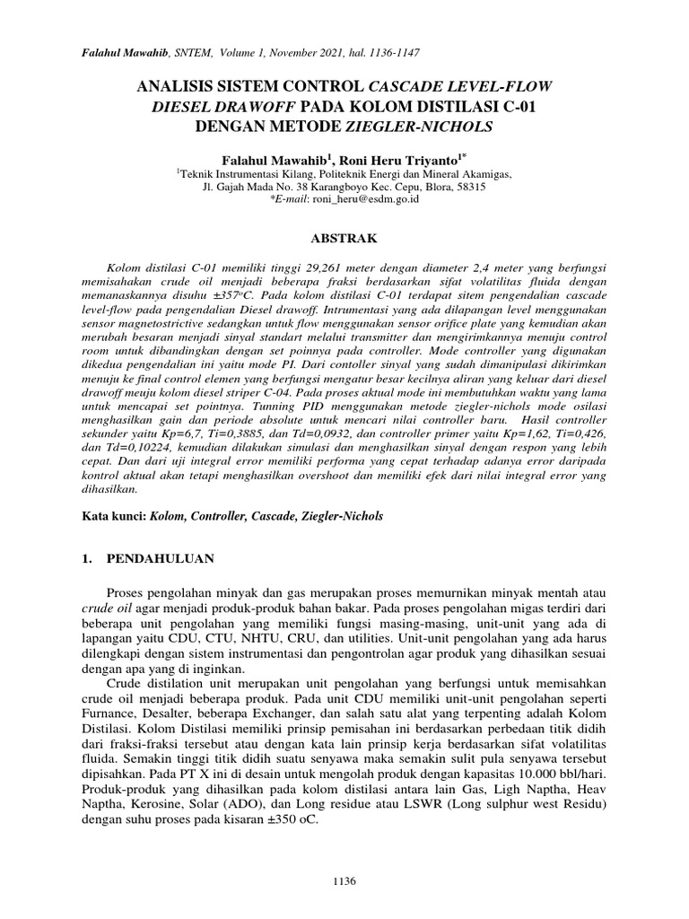 Tik 39 12 Hal Analisis Sistem Control Cascade Level Flow Diesel Drawoff ...