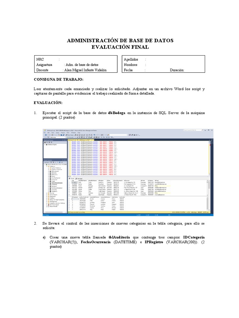 16 Evaluación Final | PDF | Bases de datos | Servidor SQL de Microsoft