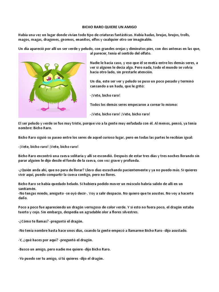 Cuento Bicho Raro Quiere Un Amigo | PDF