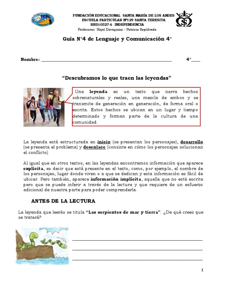 Guía N°4 Leyenda 2022 | PDF