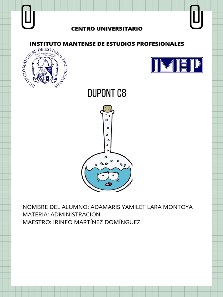 Dupont y C8: Un documento que critica la negligencia de Dupont al ...