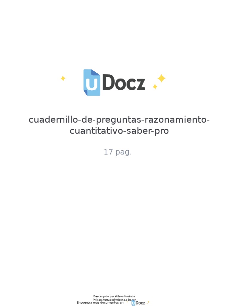 Cuadernillo de Preguntas Razonamiento Cuantitativo Saber Pro | PDF ...