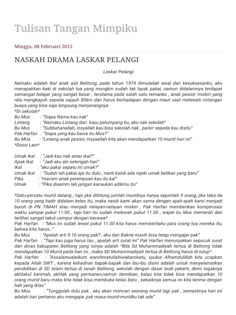 Naskah Drama Laskar Pelangi | PDF | Agama & Spiritualitas