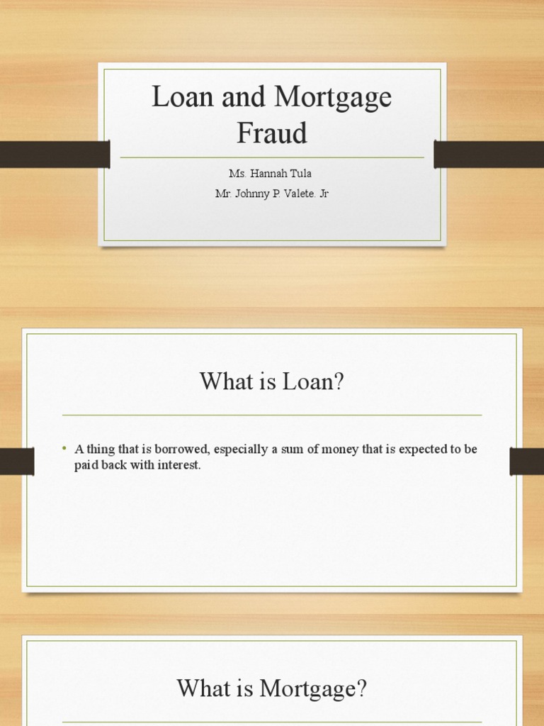 Loan And Mortgage Fraud Pdf Mortgage Loan Mortgage Fraud